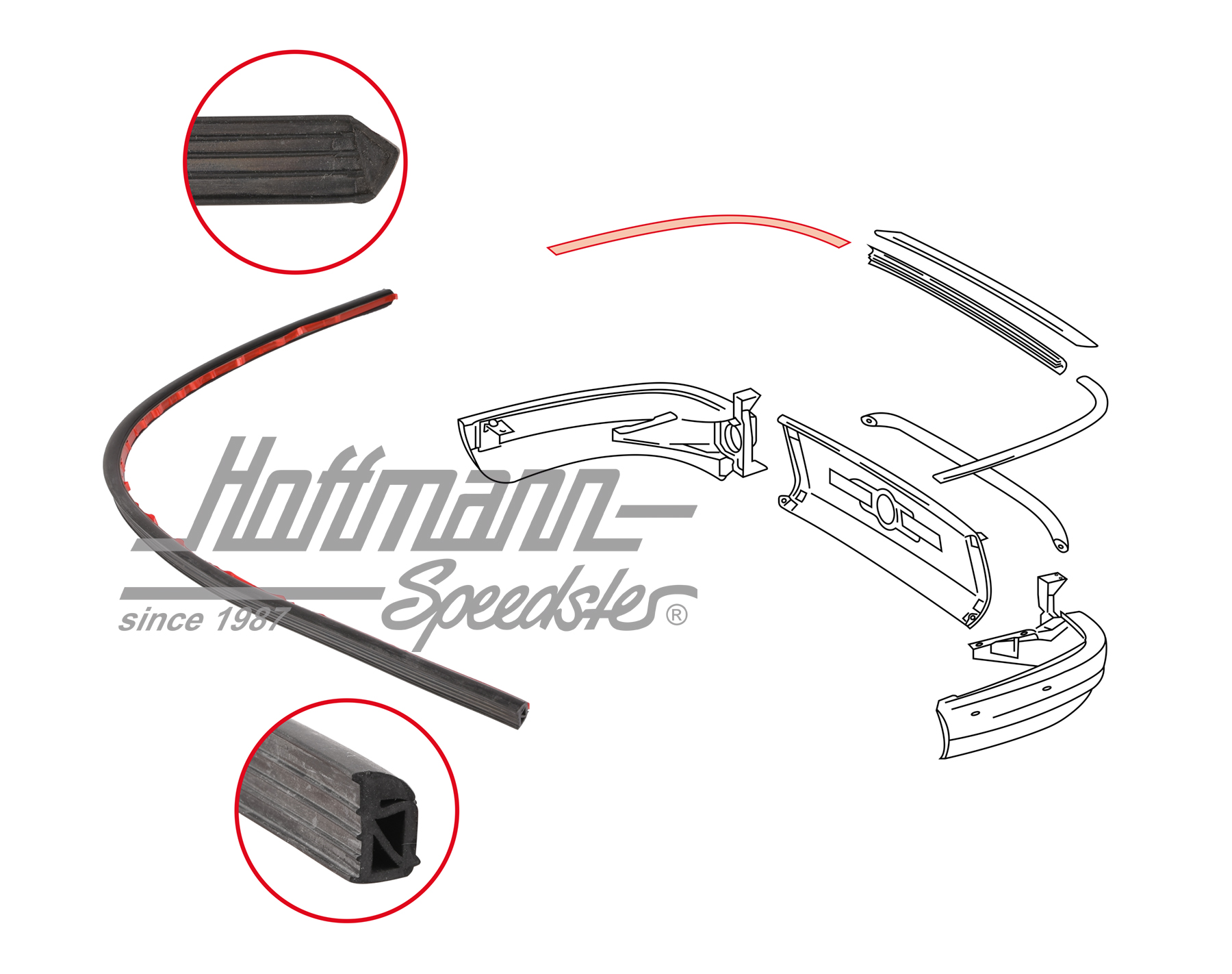 Seal, bumper, rear, 69-73, right | 90150509420 | 515-1008-12