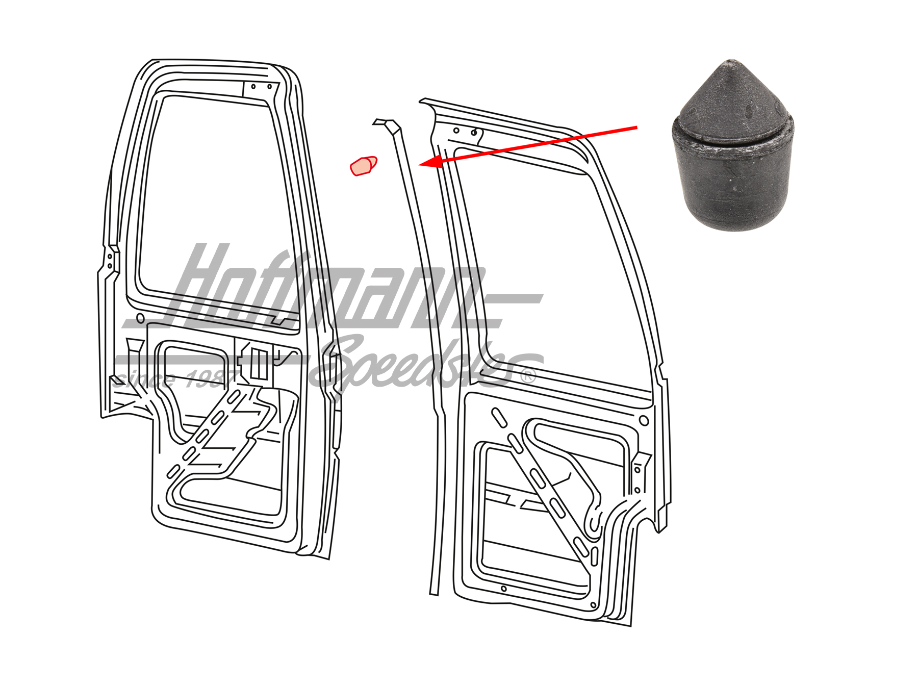 Plug, soft top linkage/door stop | 281837749 | 080-2910-24
