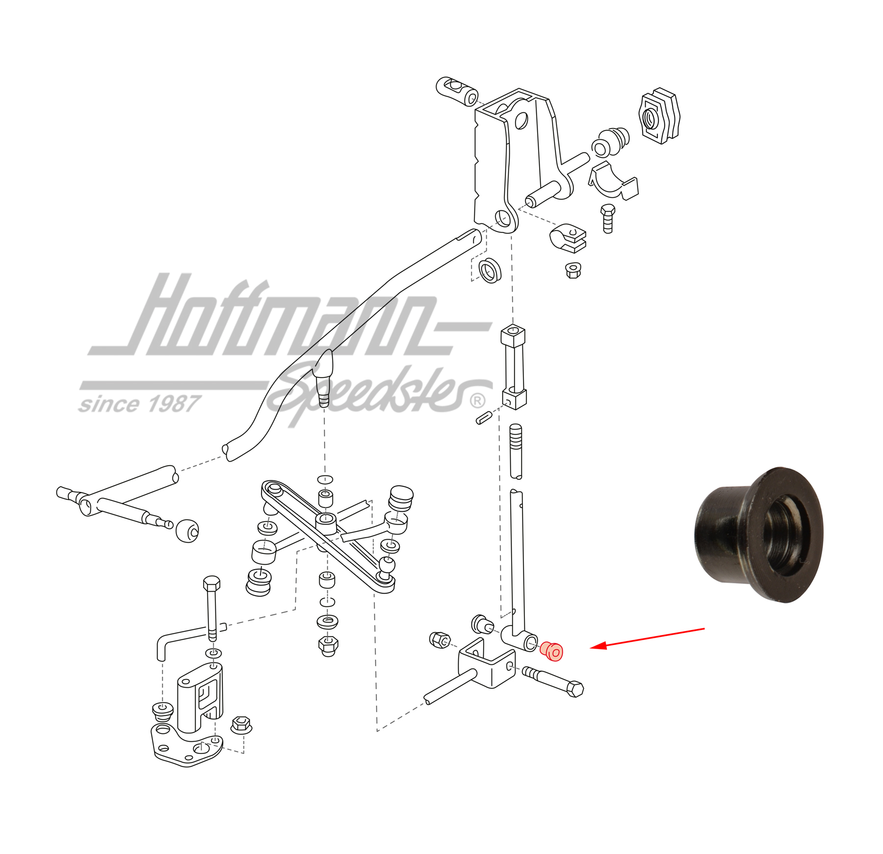 Bushing, shift-rod, lower, Bus T4 | 701711169 | 407-2010-11