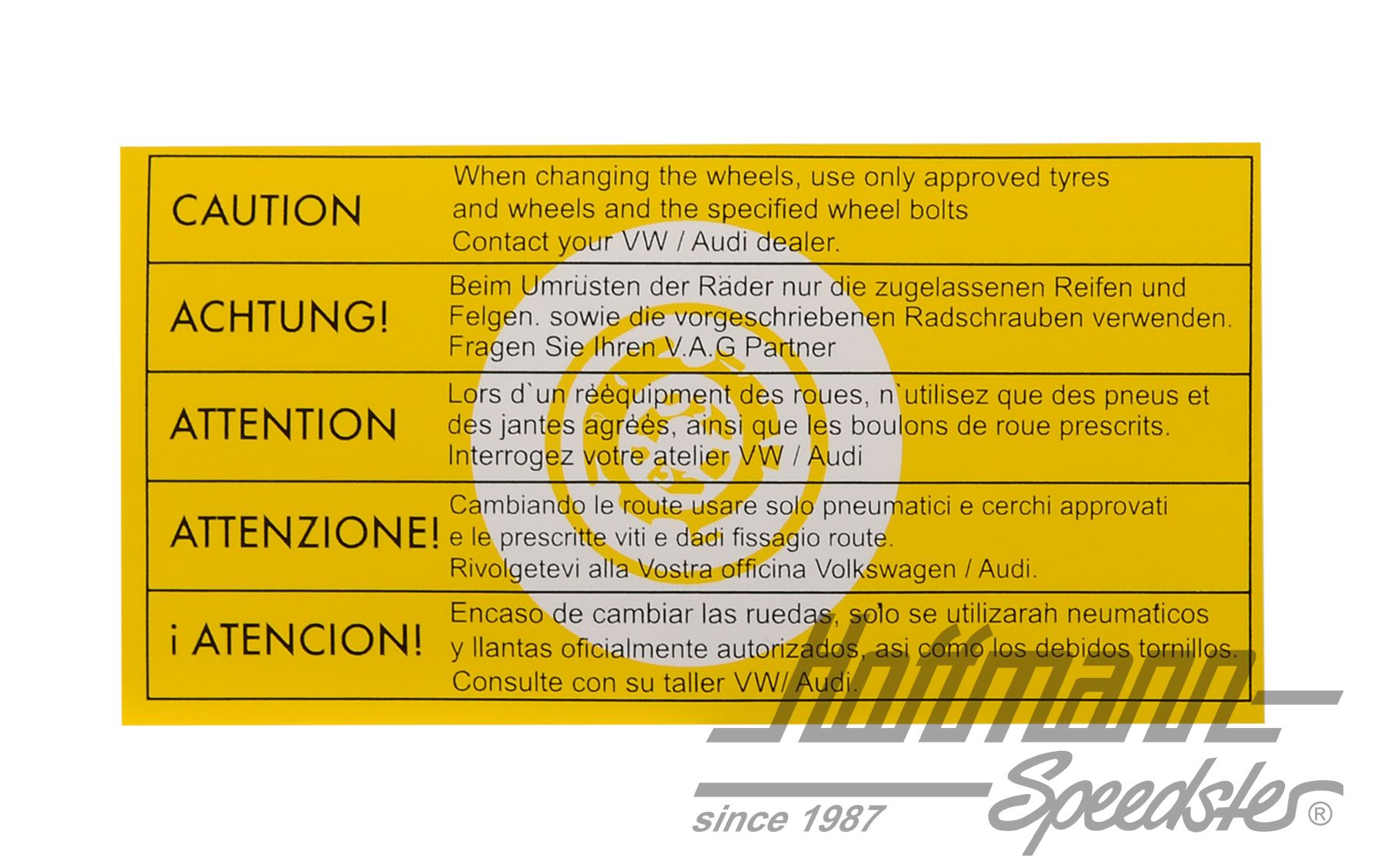 Sticker "Caution tire change", small | 321000398 | 021-0199-90